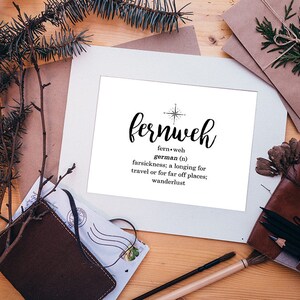 Travel Inspired Fernweh Definition Wanderlust Typography DIY Print Your ...