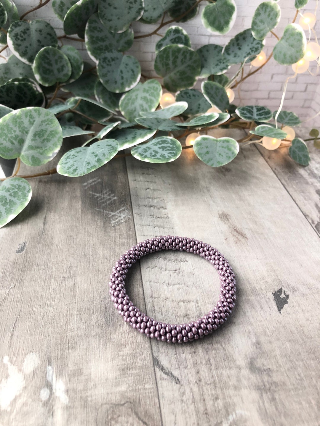 Lavender Bead Crochet Rope Bracelet, Purple Rope Bracelet, Crochet ...