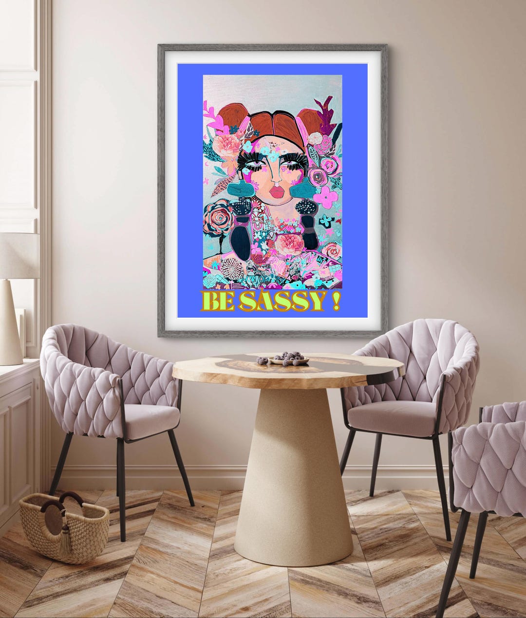 Be Sassy Bold Feminine Art Print – Colorful Boho Floral Girl – Digital ...