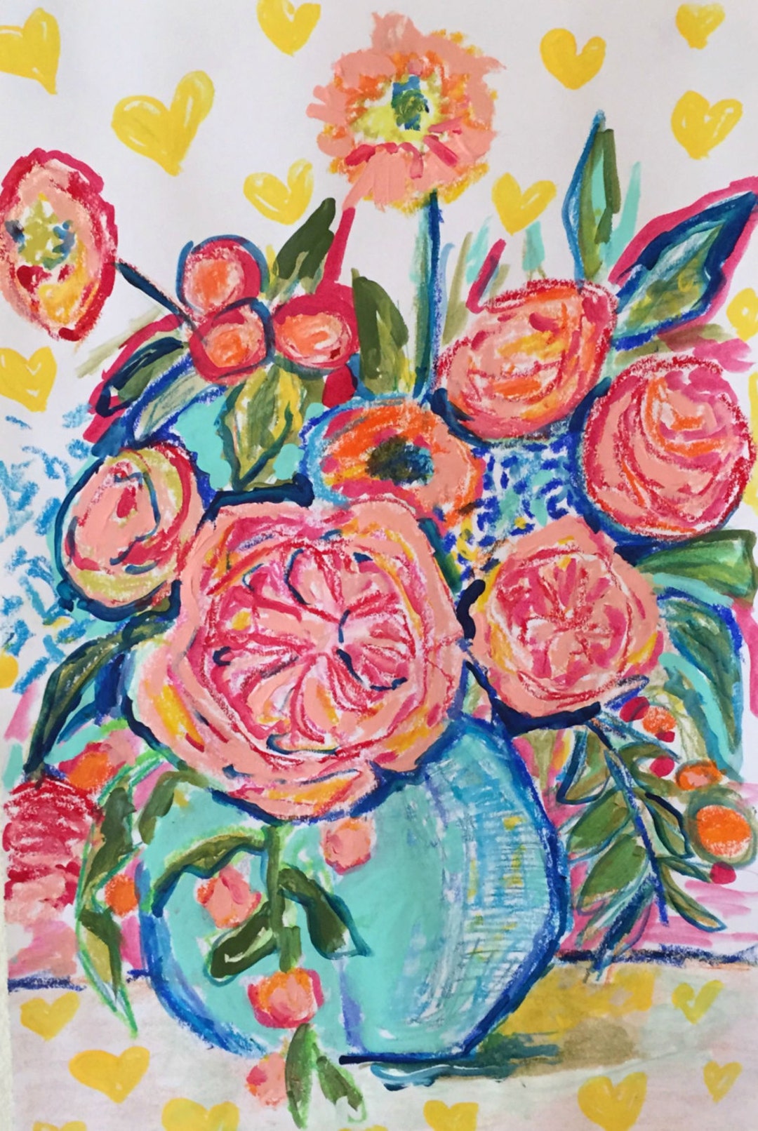 Original Floral Abstract Painting on Paper, Abstract Floral, Flower ...