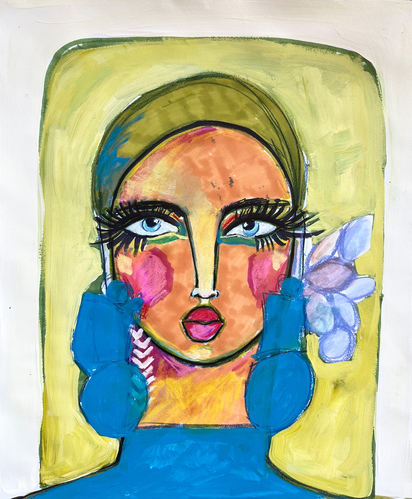 Figurative Portrait, Visionary Portrait, Abstract Face, Girl With Blue ...