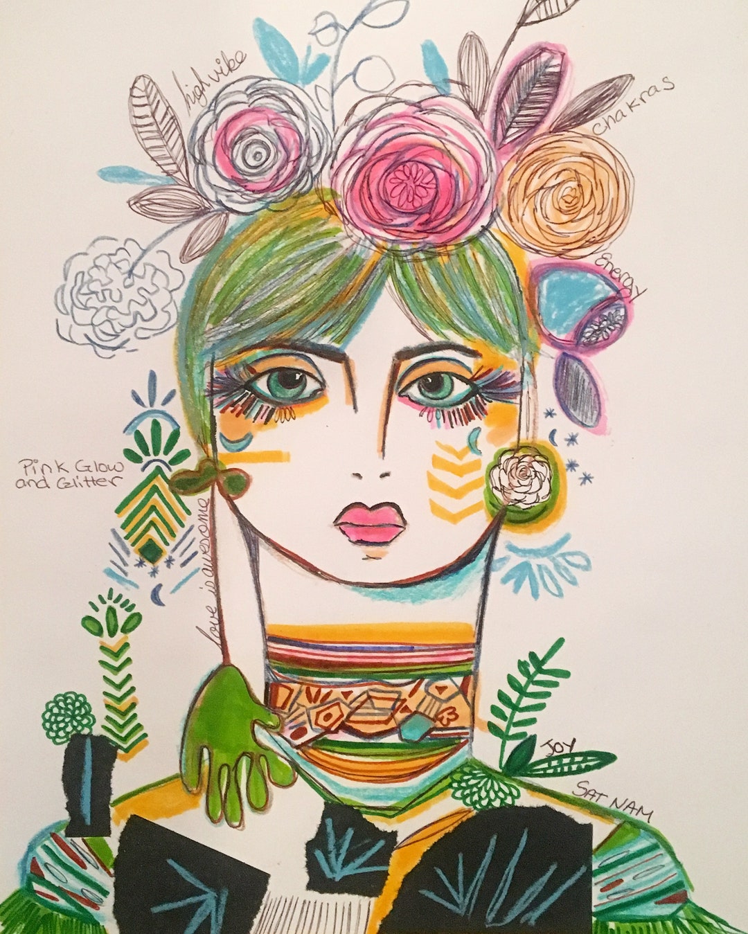 Spiritual Woman Portrait Art, Visionary Art, Abstract Portrait, Art ...