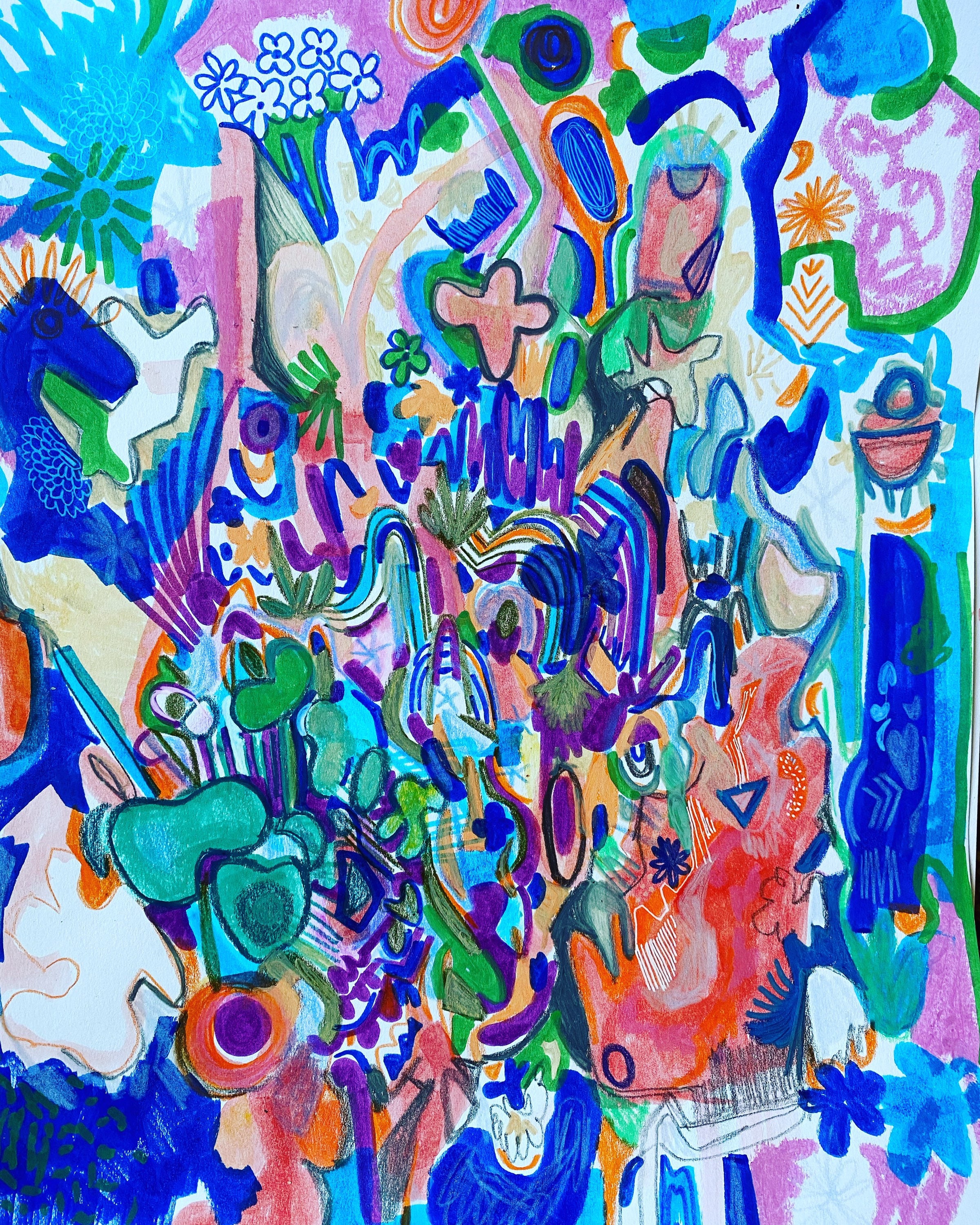Abstract Pastel Color Paintings