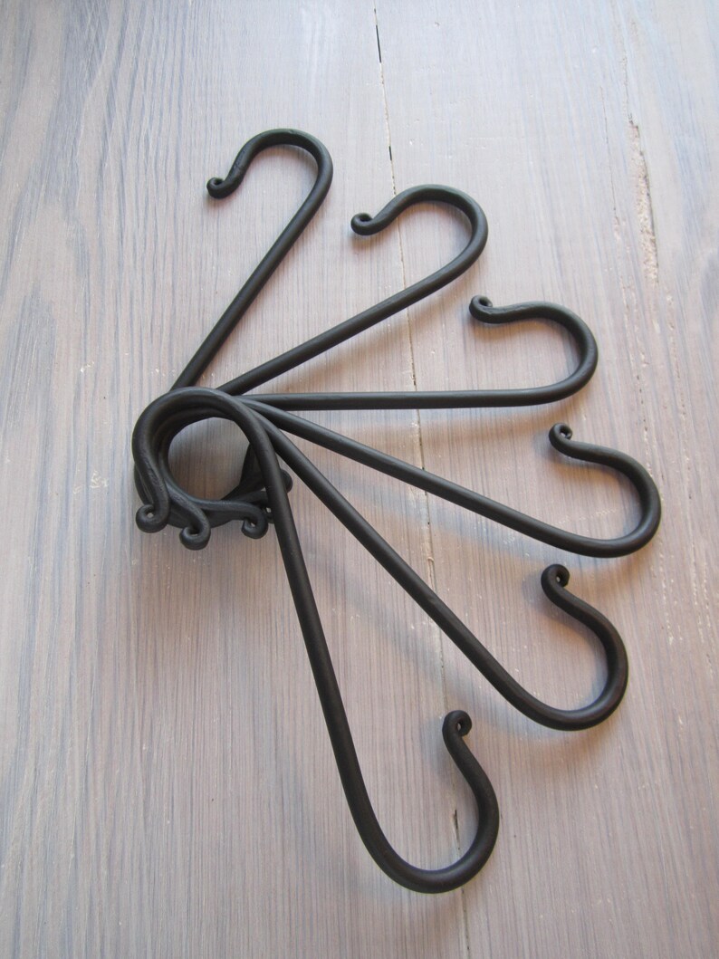 Set Of 6 Wrought Iron Hooks S Hooks Pot Rack Hooks Rustic Etsy