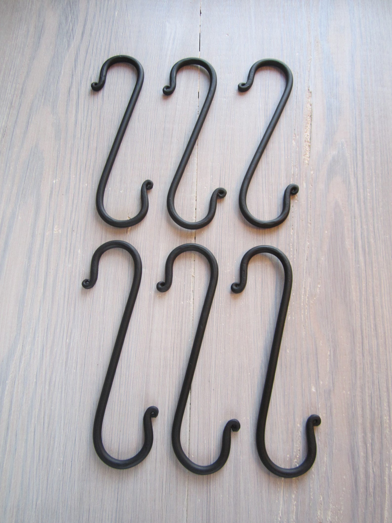 Set Of 6 Wrought Iron Hooks S Hooks Pot Rack Hooks Rustic Etsy