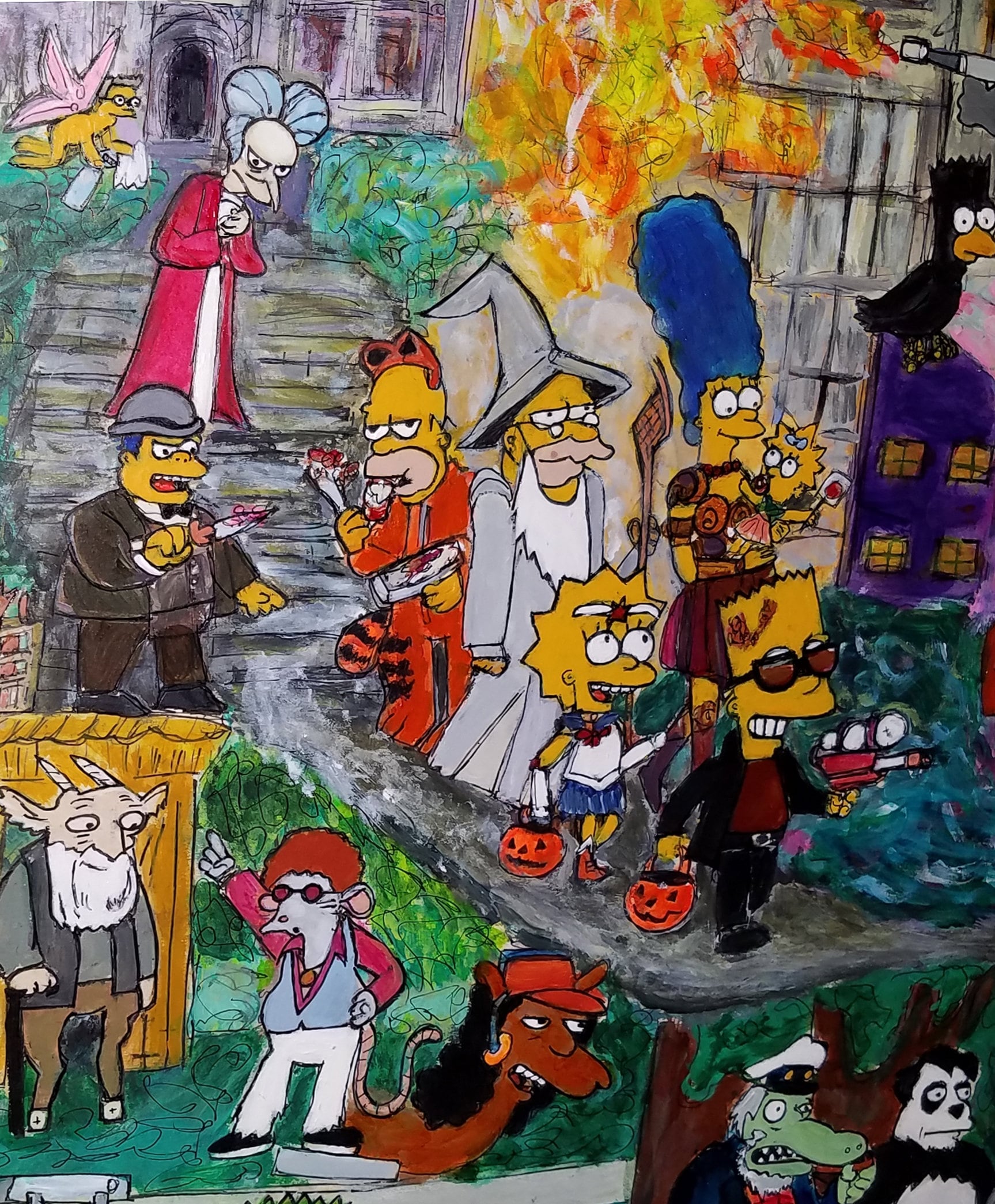 The Simpsons Horrors Original Painting Etsy