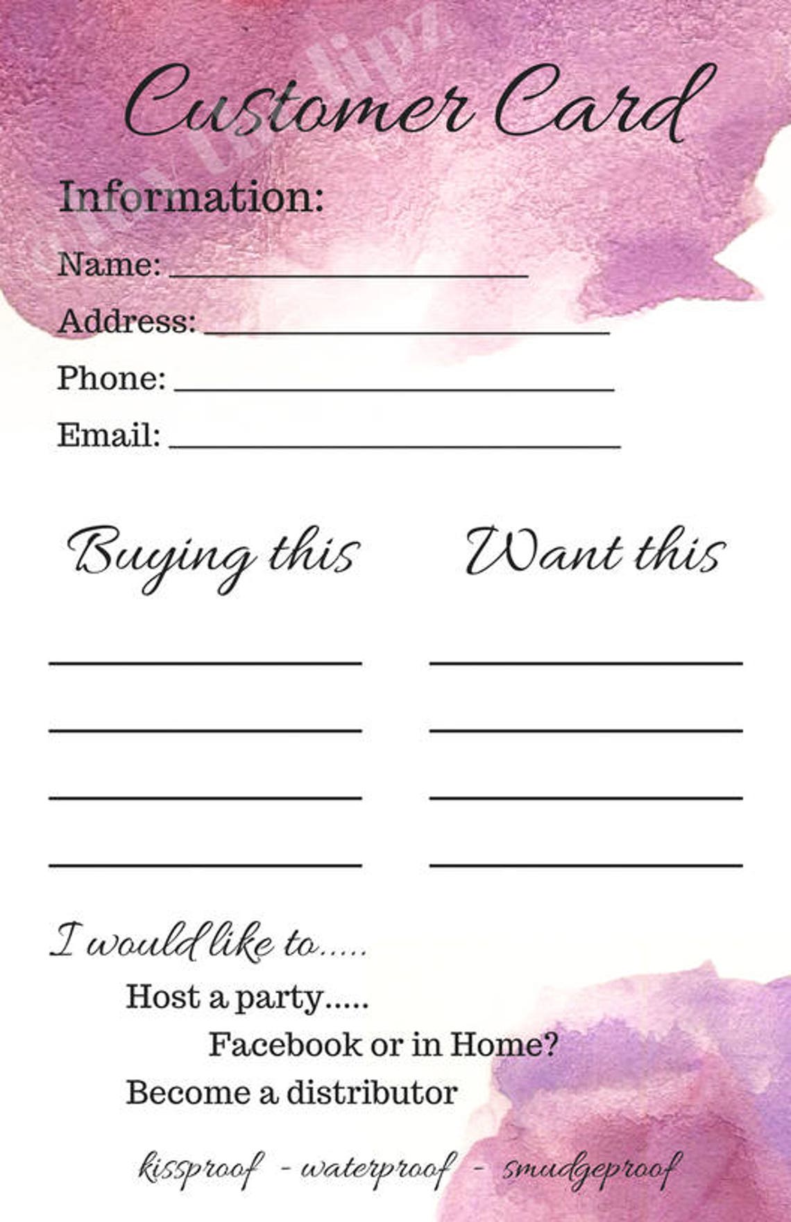 Lipsense Customer Card- Rose Hue - Etsy