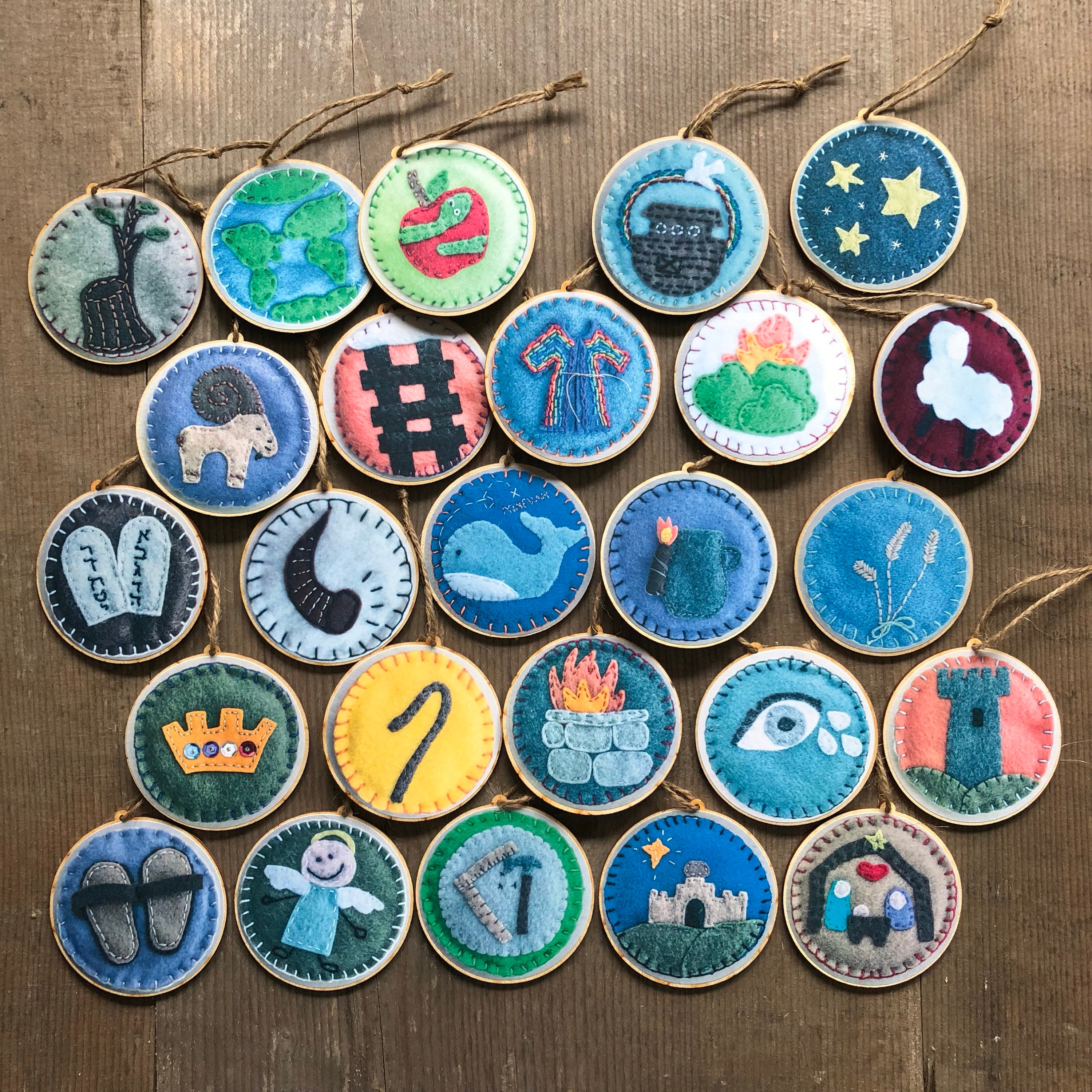 Jesse Tree Ornaments Advent **paper Stickers on Wood, Set of 25 ** - Etsy