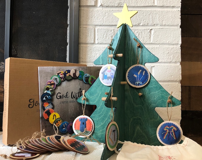Jesse Tree Advent Gift Set: "god With Us" Book, Wooden Ornaments ...