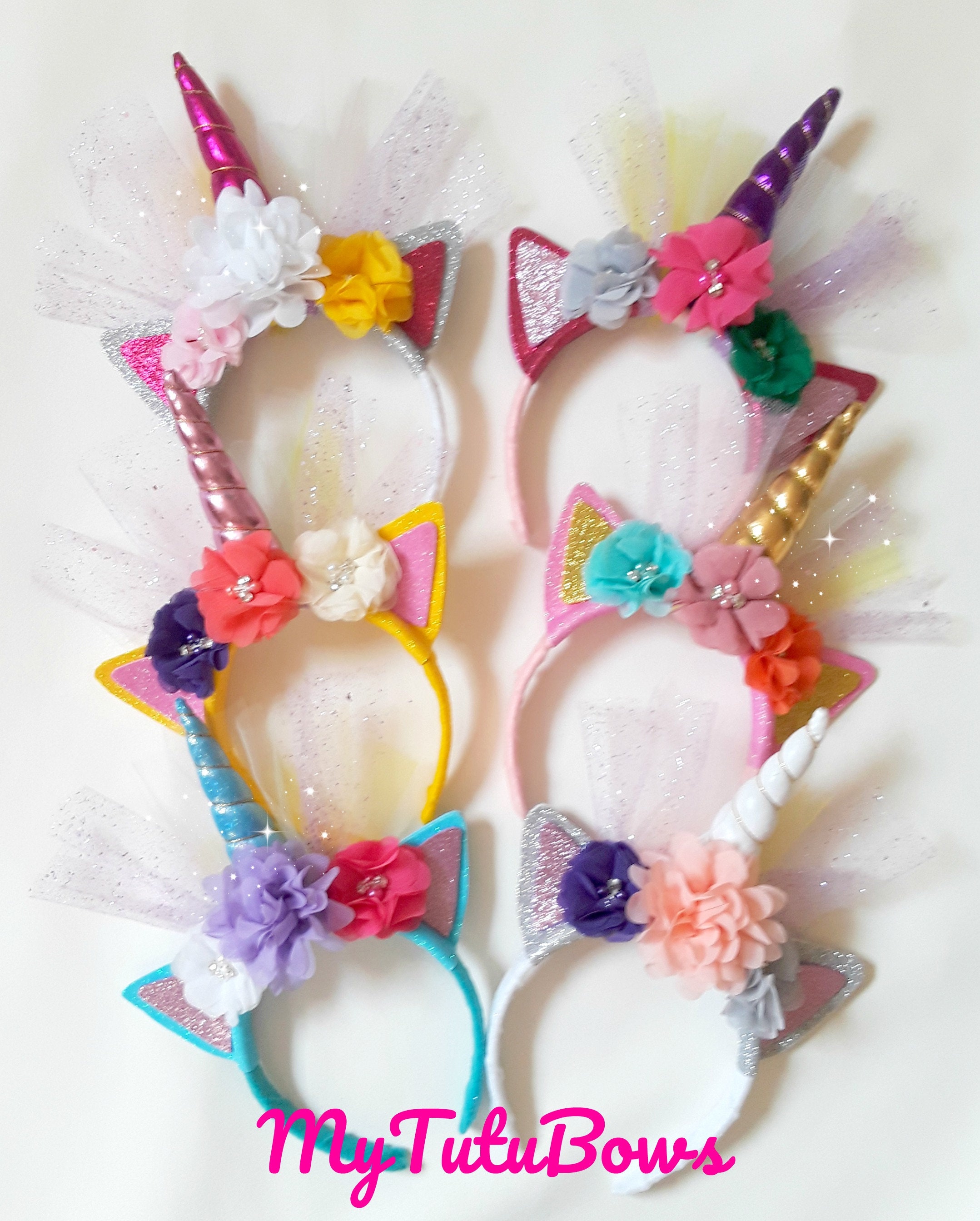 UNICORN HEADBAND Choose Own Colors Horn Gold Jewels Tulle | Etsy