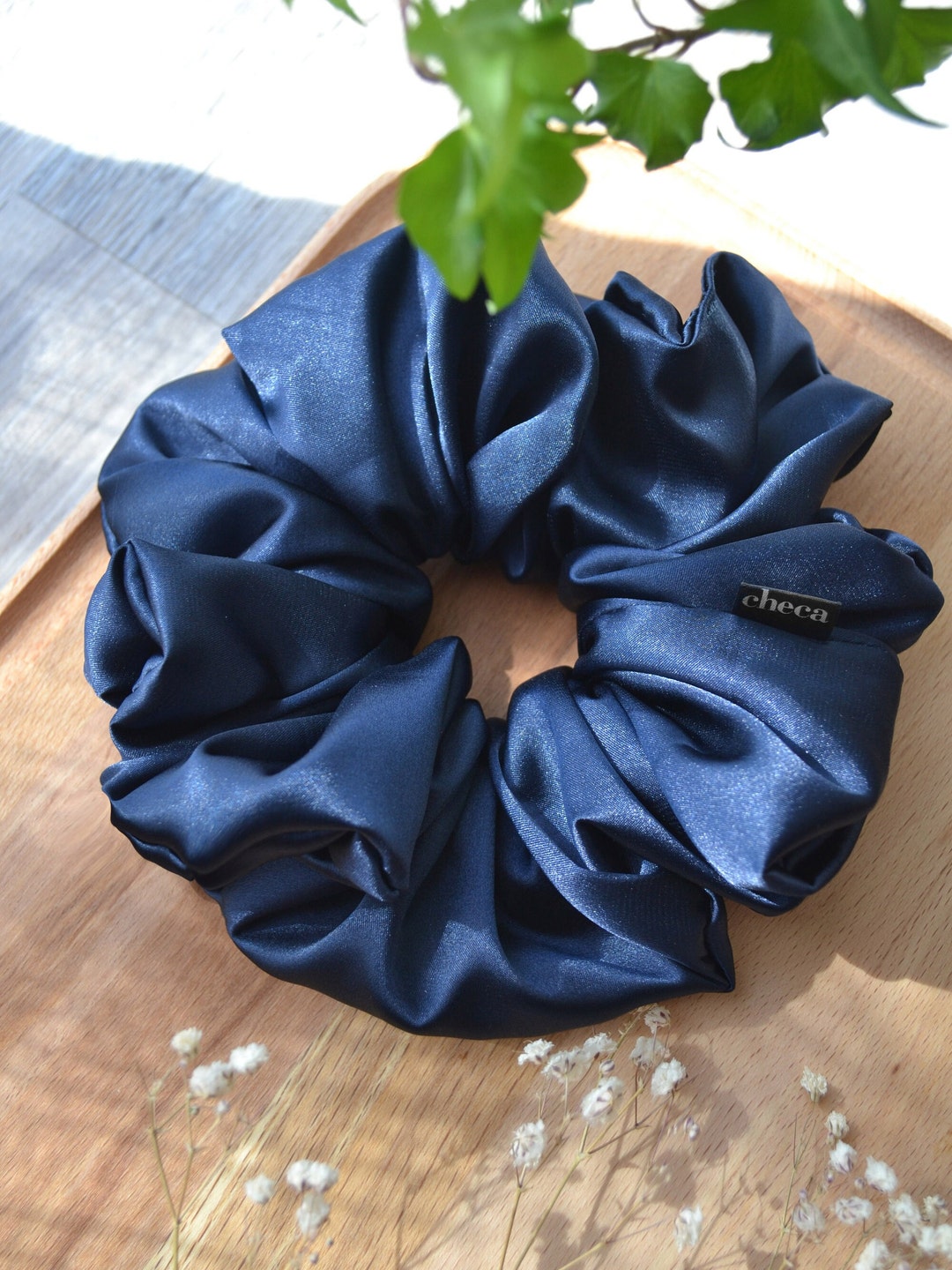 XL Navy Blue Satin Scrunchie, Oversized Silky Scrunchie, Valentines Day ...