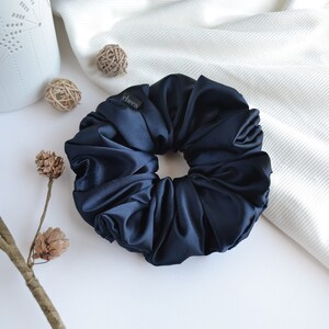 XL Navy Blue Satin Scrunchie, Oversized Silky Scrunchie, Valentines Day ...