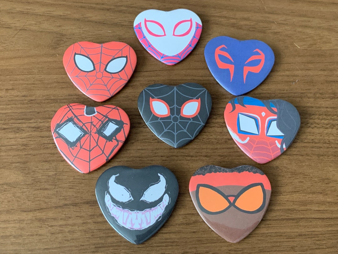 Multiverse Spider Heroes Heart-shaped Buttons - Etsy