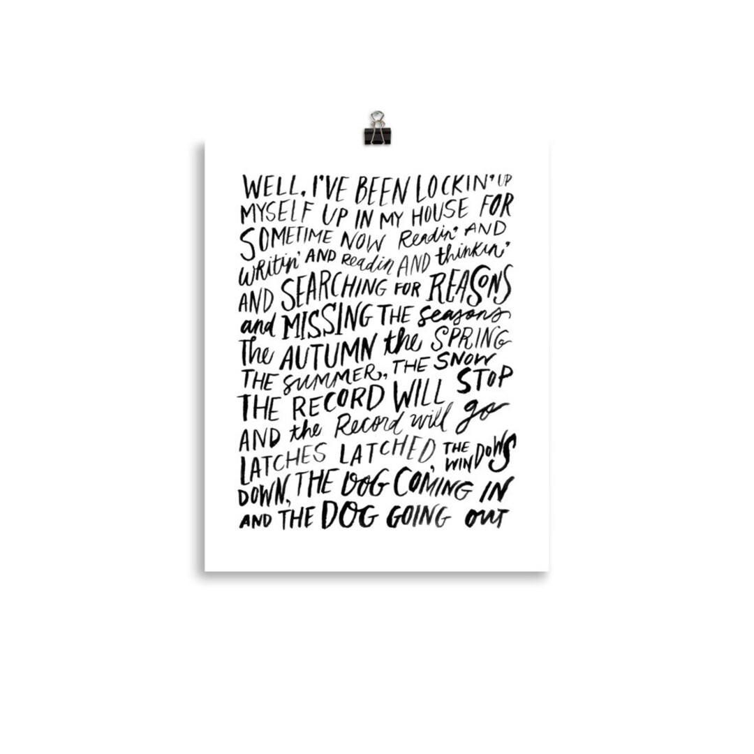 Talk on Indolence Part One Hand Lettering Lyric Quote Avett Brother's ...