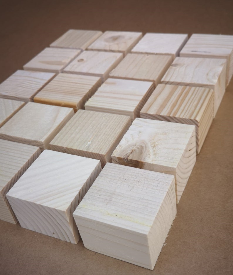 20 Pcs X CHUNKY ECO Pine Wood Square Plaques Wooden Blocks 6cm X 6cm X ...