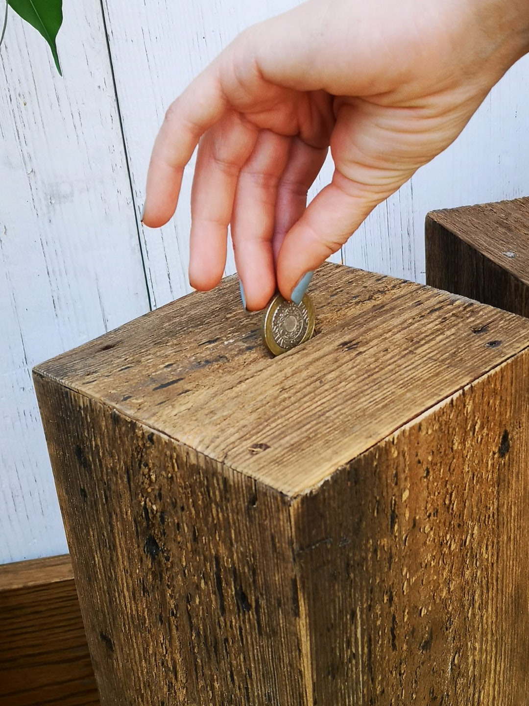 Reclaimed Rustic Handmade Natural Wooden Large Money Box, Coins Piggy ...