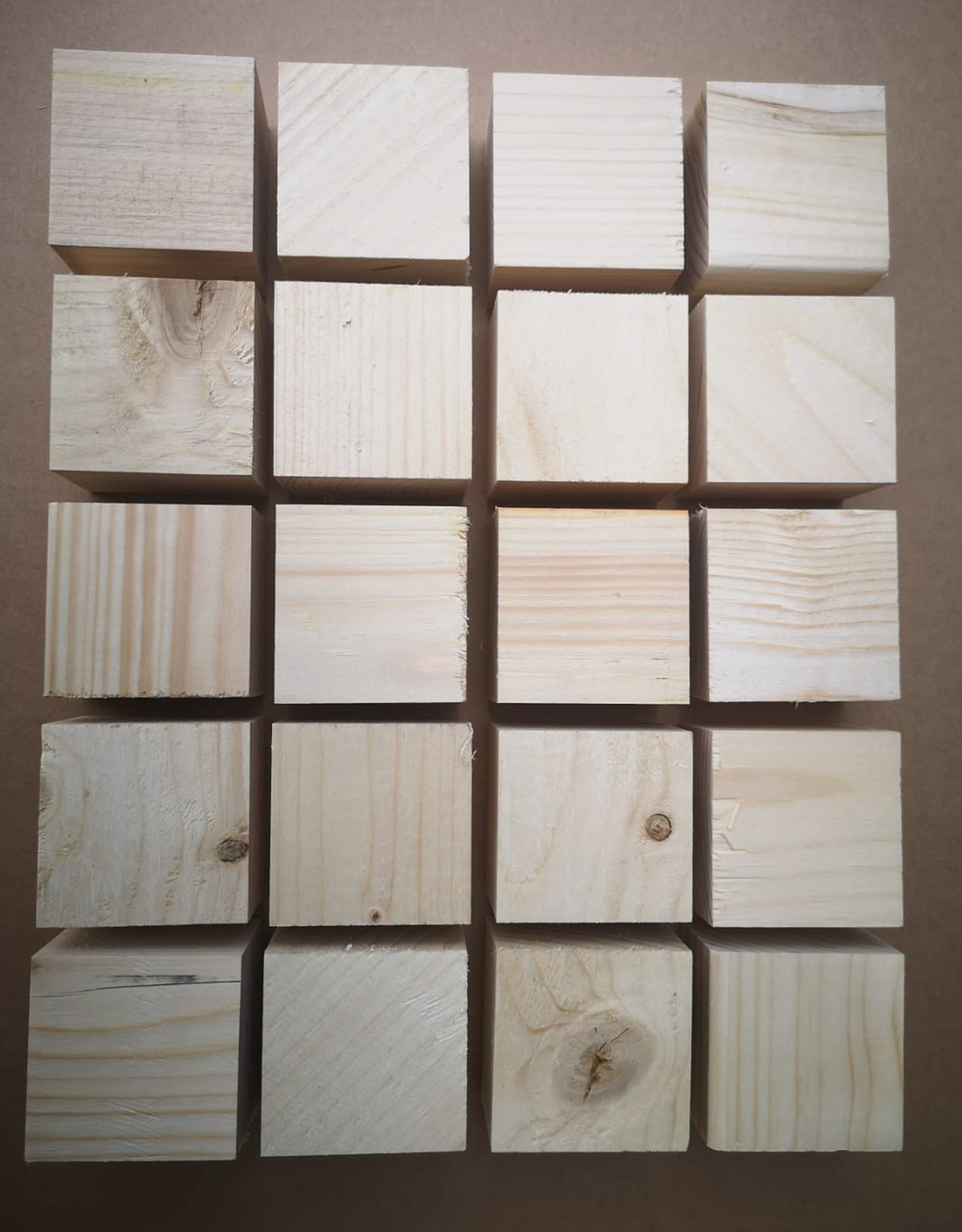 20 Pcs X CHUNKY ECO Pine Wood Square Plaques Wooden Blocks 6cm X 6cm X ...