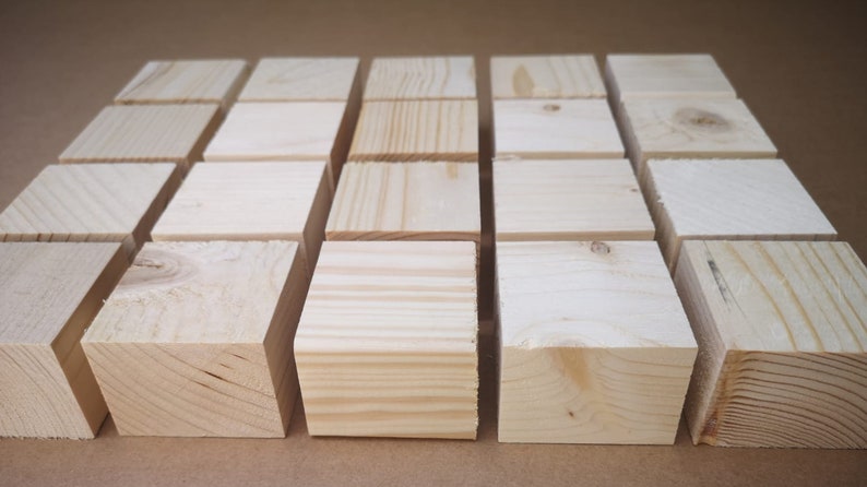 20 Pcs X CHUNKY ECO Pine Wood Square Plaques Wooden Blocks 6cm X 6cm X ...