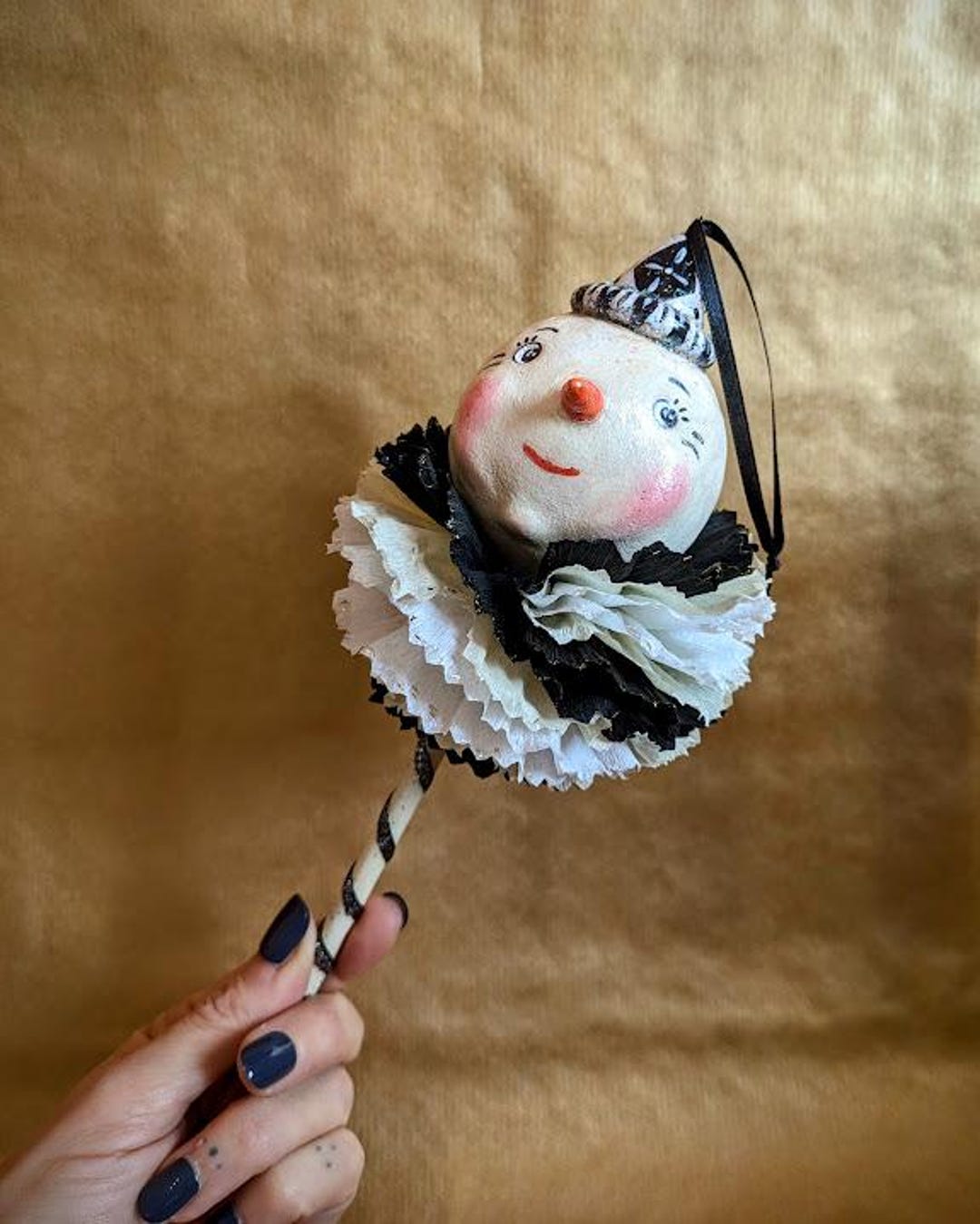 Snowman Ornament Papier Mache Nostalgic Vintage Christmas Lollipop - Etsy