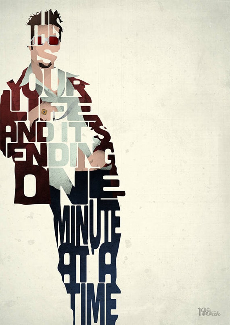 Fight Club Movie Poster Brad Pitt Typography Quote Film Art - Etsy
