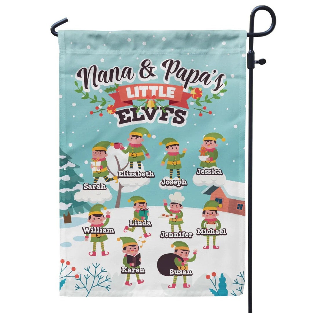 Personalized Grandma Little Elves Flag, Christmas Nana Garden Decor ...