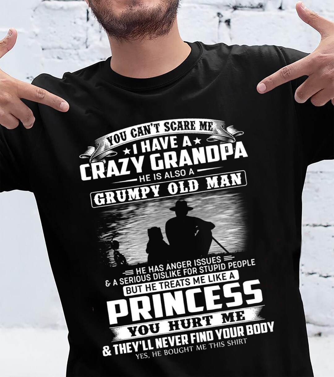 You Cant Scare Me I Have A Crazy Grandpa Shirt Granddaughter Princess