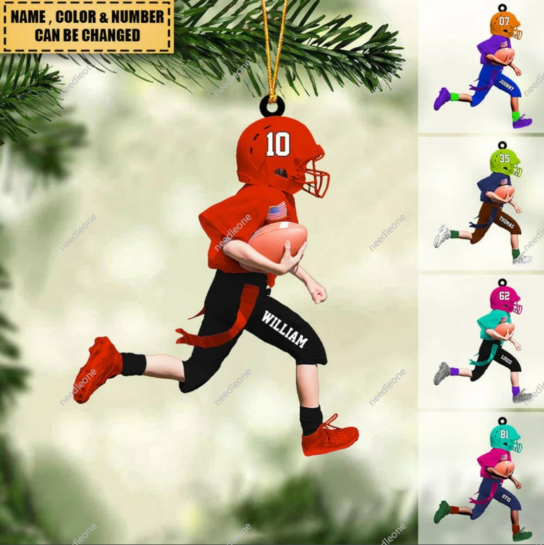 Personalized Football Christmas Ornament, Custom Shoulder Pads Helmet ...
