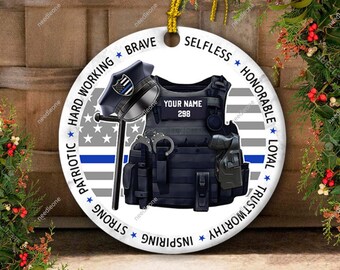 Law Enforcement Wood Christmas Ornament, Laser Engraved Police Officer ...