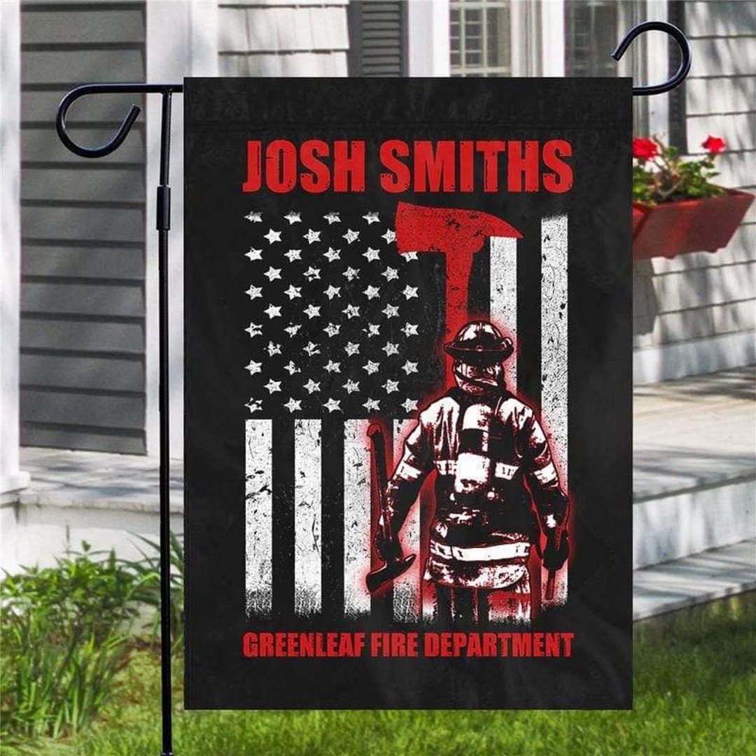 Personalized Firefighter Garden Flag, Bunker Gear Custom Department ...