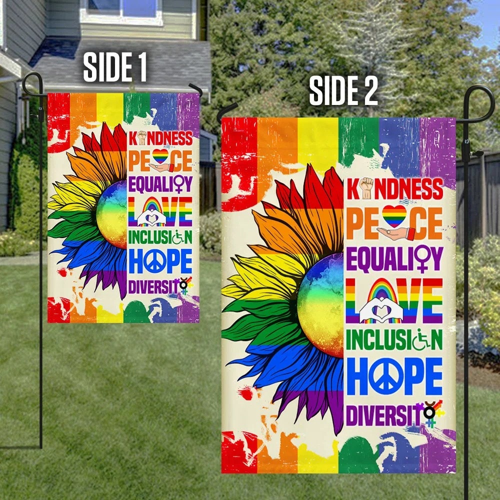 Support LGBT Double Sided Flag, Kindness Peace Equality Love LGBTQ ...