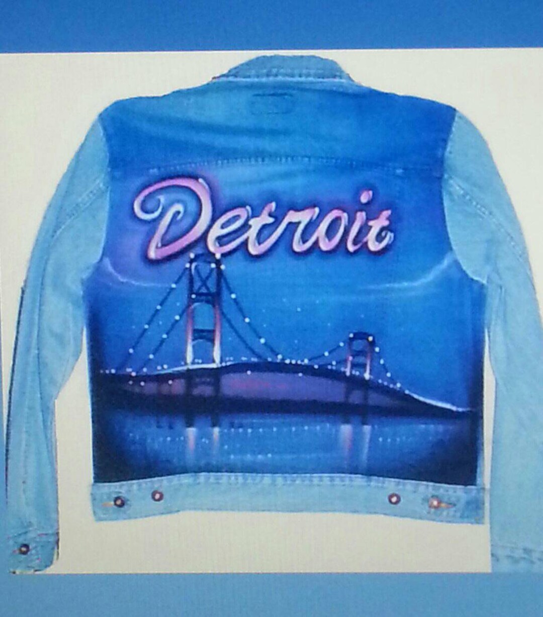 Detroit Skyline Custom Jean Jacket - Etsy