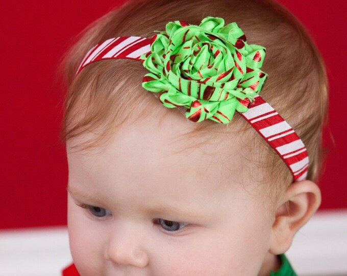 Christmas Grinch Headband Newborn Baby and Toddler Girl Hair Bow Shabby ...