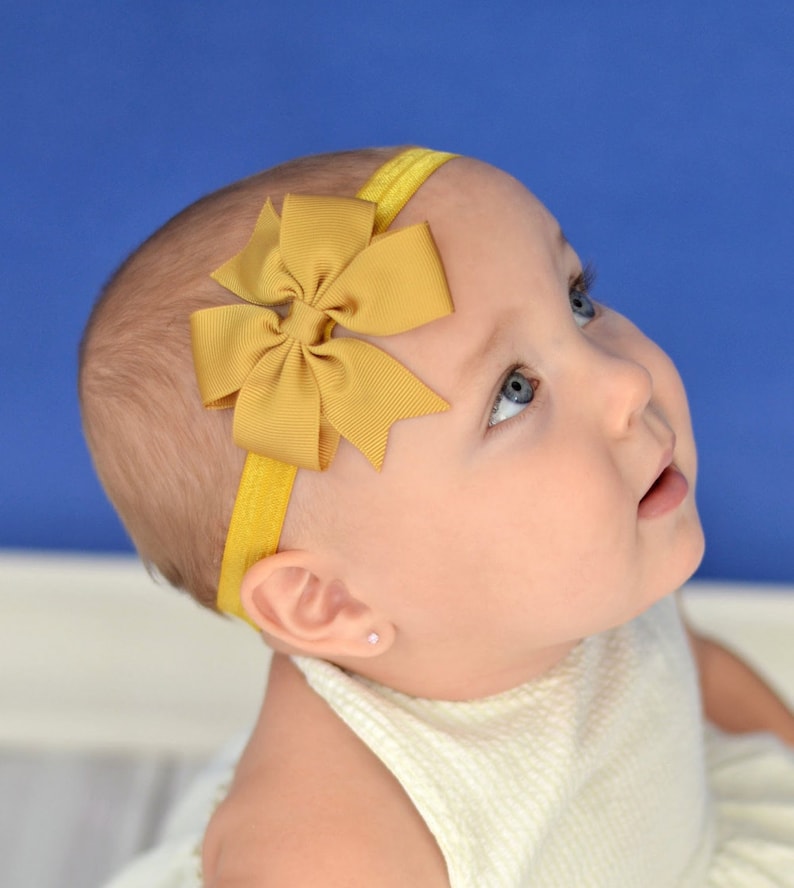 U CHOOSE COLOR Deep Mustard Hair Bow Baby Girl Grosgrain - Etsy