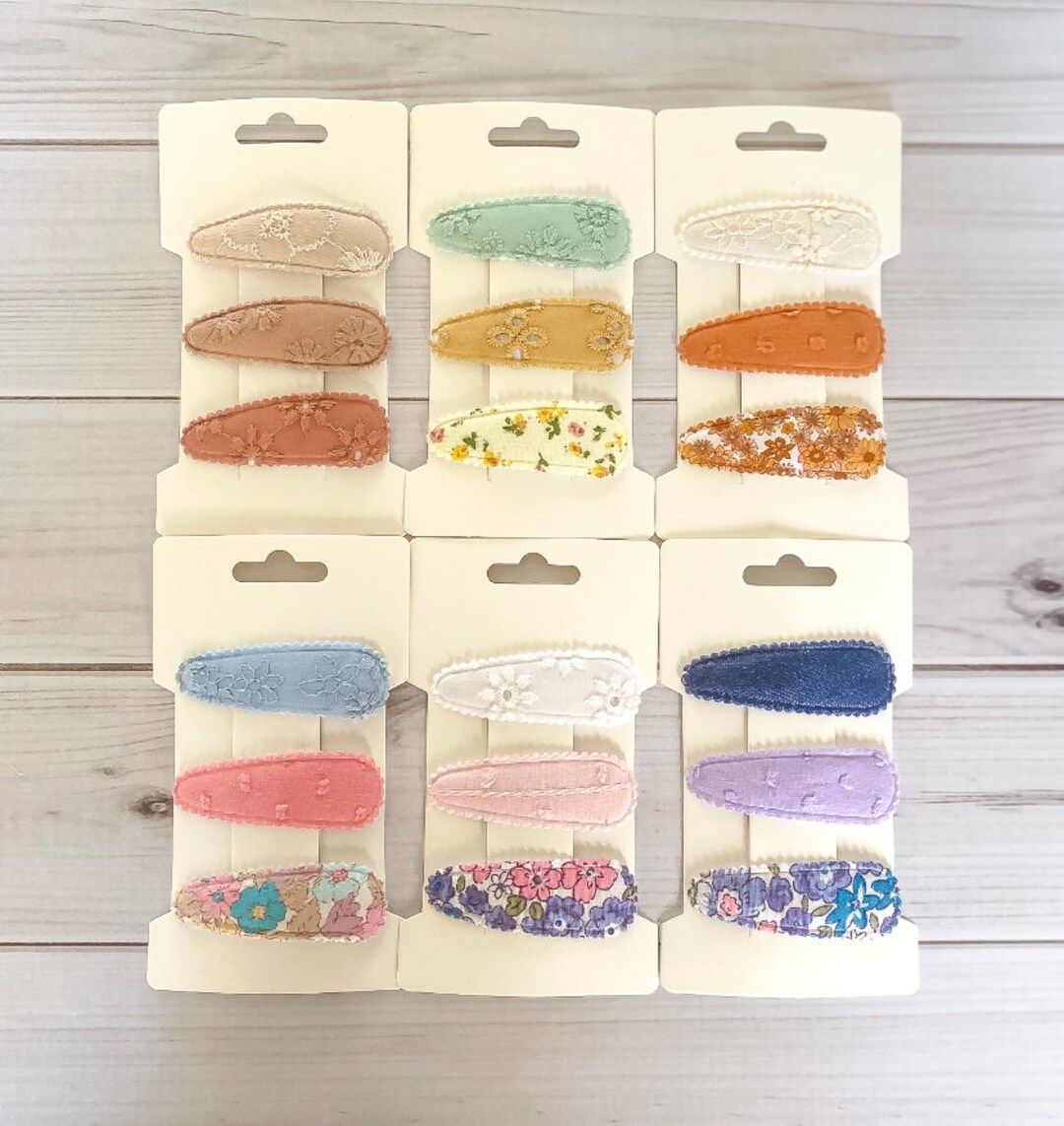 Fabric Snap Clips, Girls and Womens Hair Clip, Vintage Cotton, Floral ...