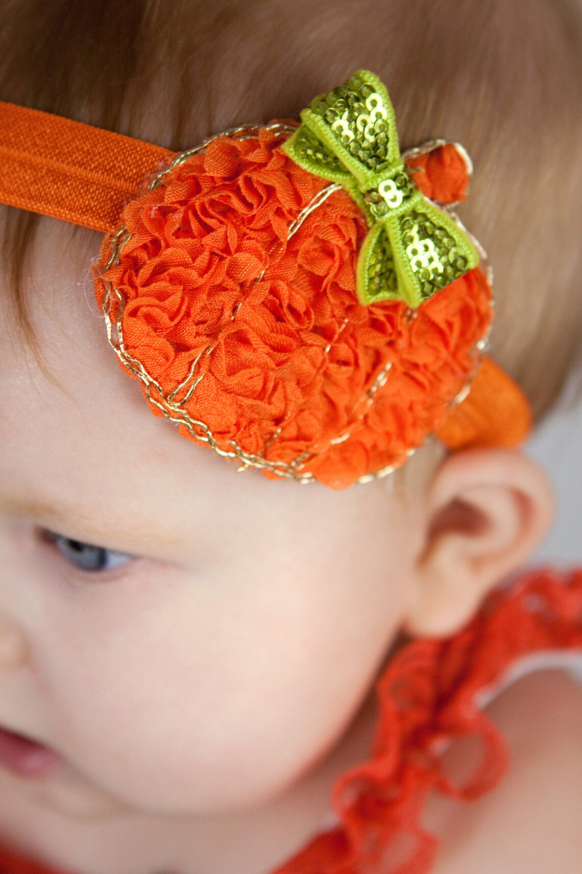Halloween Pumpkin Headband Shabby Chic Fall Autumn Flower Baby - Etsy