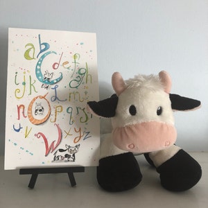 Abc poster alphabet painting cow art cow painting cow | Etsy