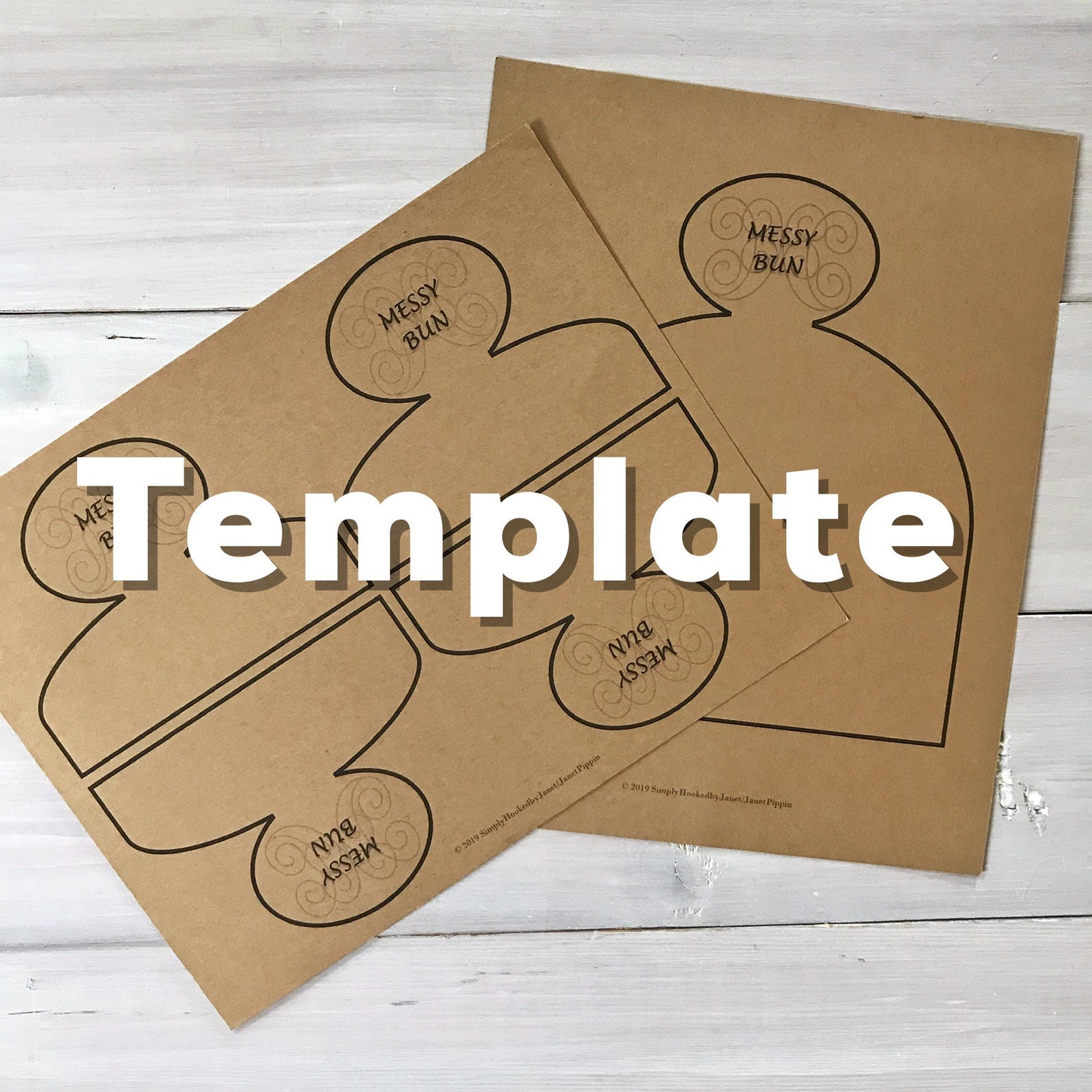 TEMPLATE Crochet Messy Bun Hat Cutout Download Printable - Etsy