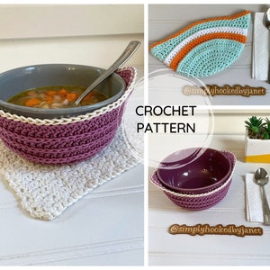 Simple Crochet Bowl Cozy Pattern | 3 Sizes Bowl Holder Pattern | Quick ...