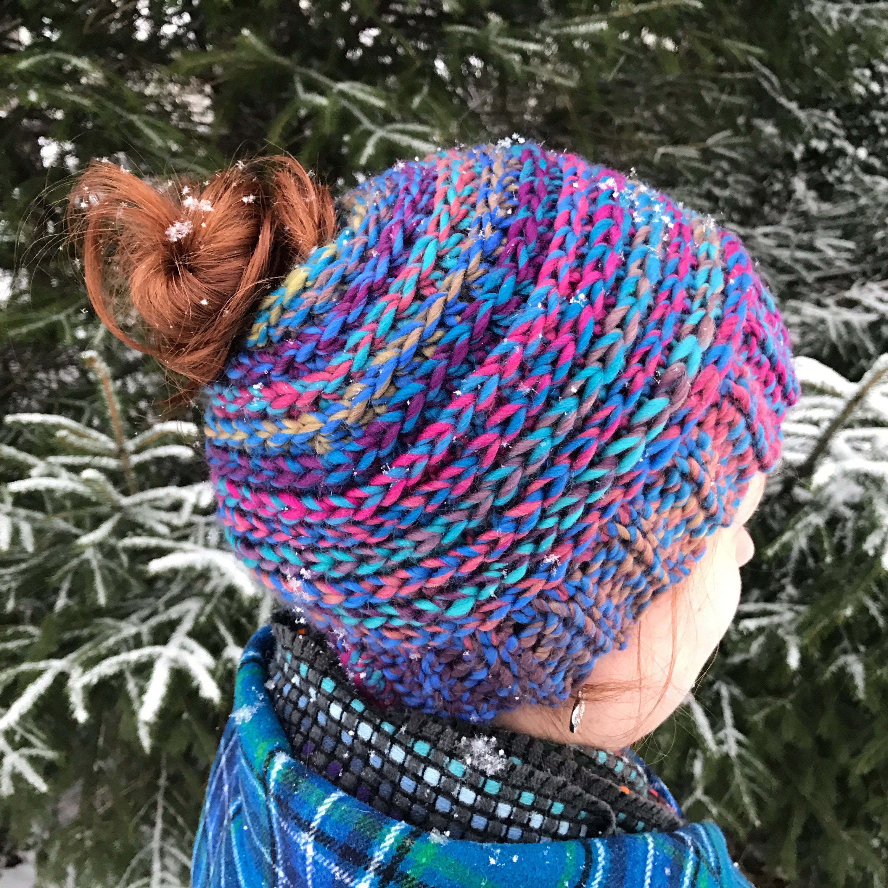 Messy Bun Ponytail Hat Pattern | PDF CROCHET PATTERN | Chunky Winter ...