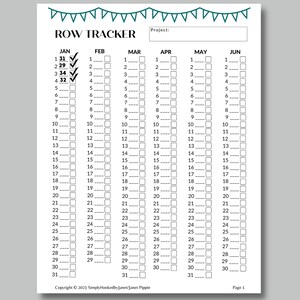 Temperature Blanket Row Tracker | Crochet Knit Project Row Counter ...