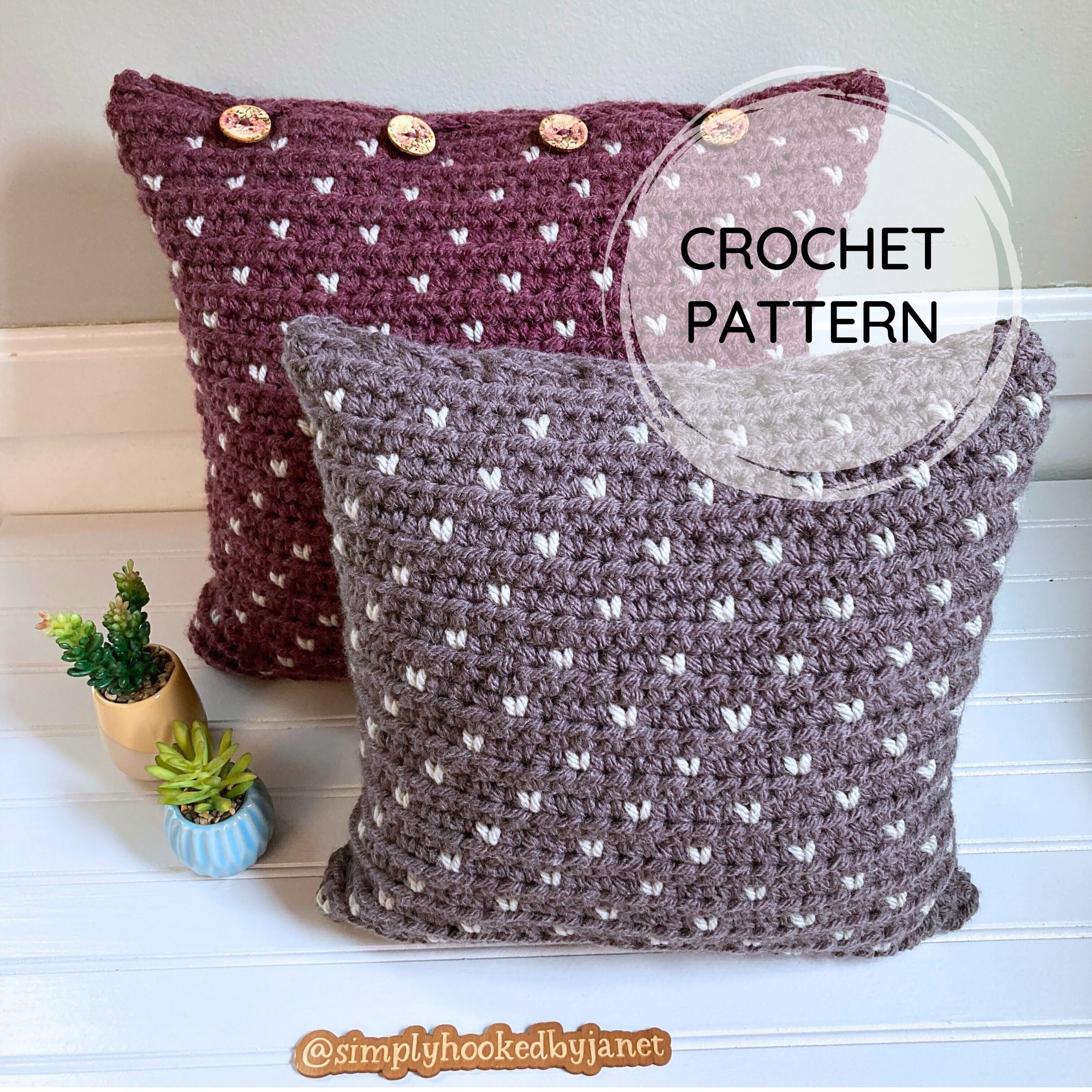 Crochet Pillow Cover Tiny Hearts Pattern | PDF CROCHET PATTERN | Mini ...