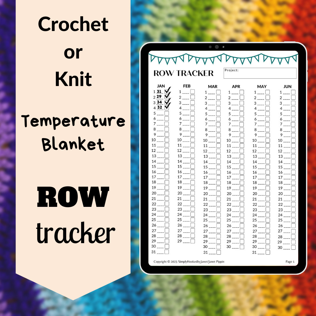 Temperature Blanket Row Tracker | Crochet Knit Project Row Counter ...