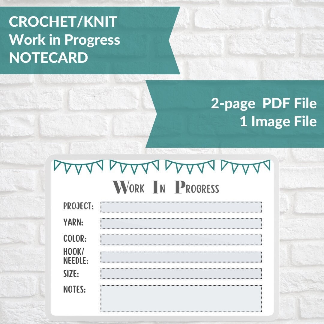 Printable WIP Notecard | Crochet Knit Work in Progress Tracker ...