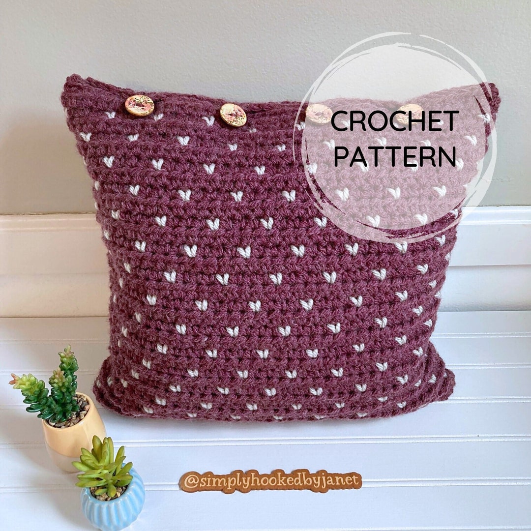 Crochet Pillow Cover Tiny Hearts Pattern | PDF CROCHET PATTERN | Mini ...