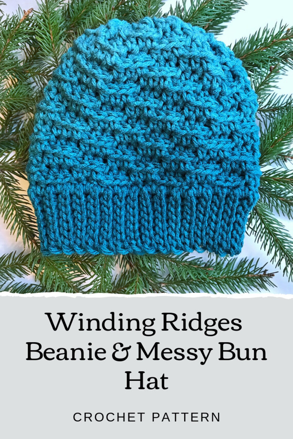 Winding Ridges Beanie & Messy Bun Hatpdf CROCHET - Etsy