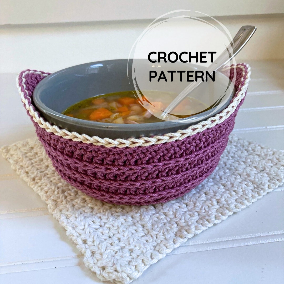 Simple Crochet Bowl Cozy Pattern | 3 Sizes Bowl Holder Pattern | Quick ...