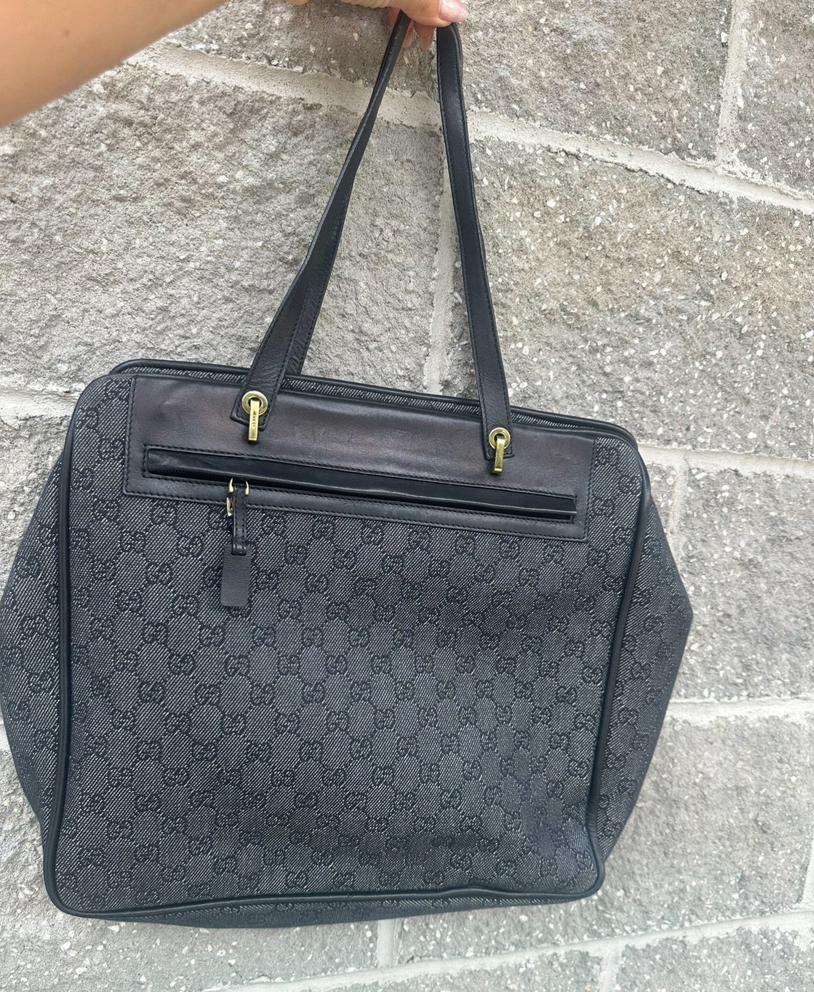 Gucci Black Mono Logo Bag - Etsy