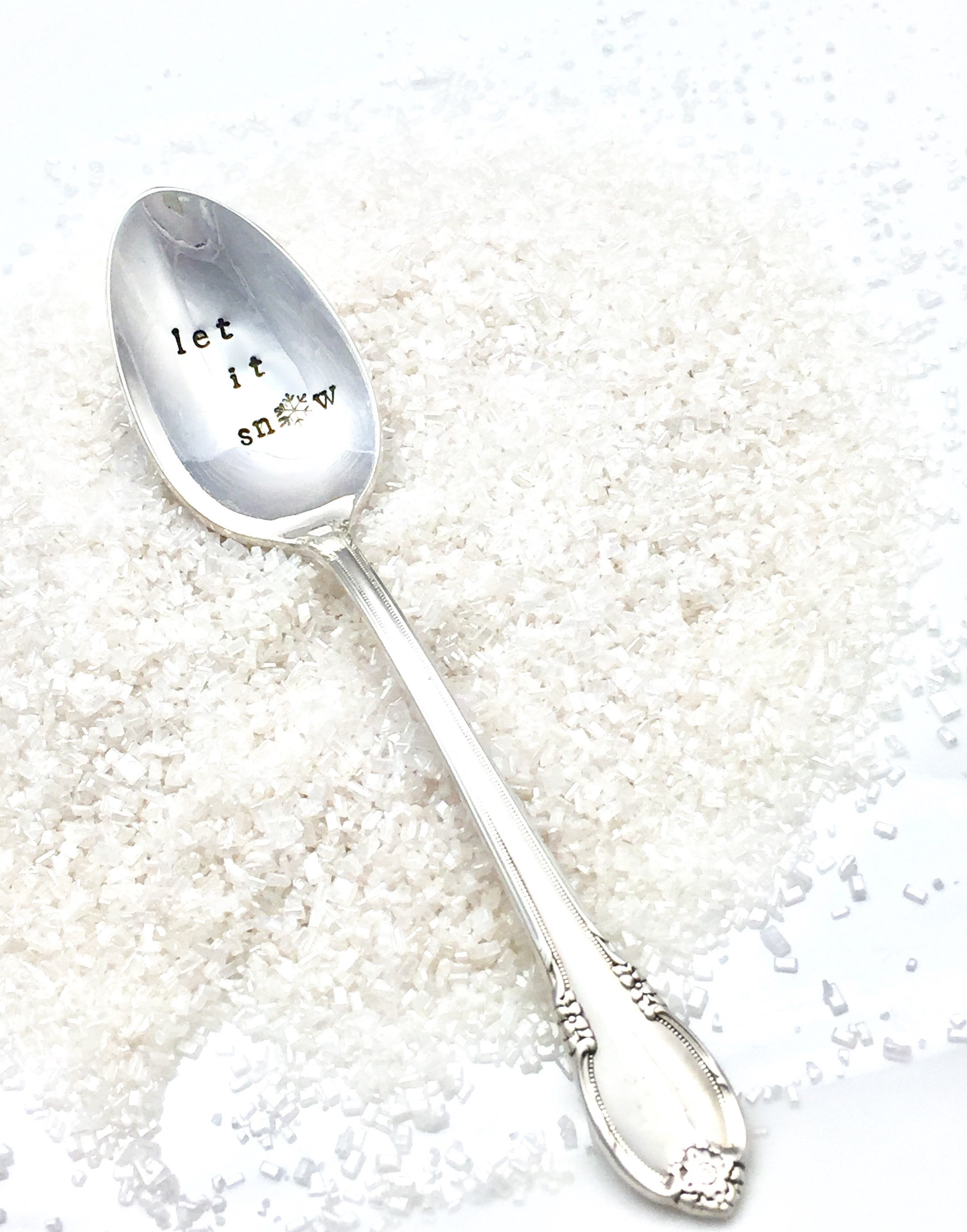 HAND STAMPED SPOON Let it snow Vintage Spoon silverware | Etsy