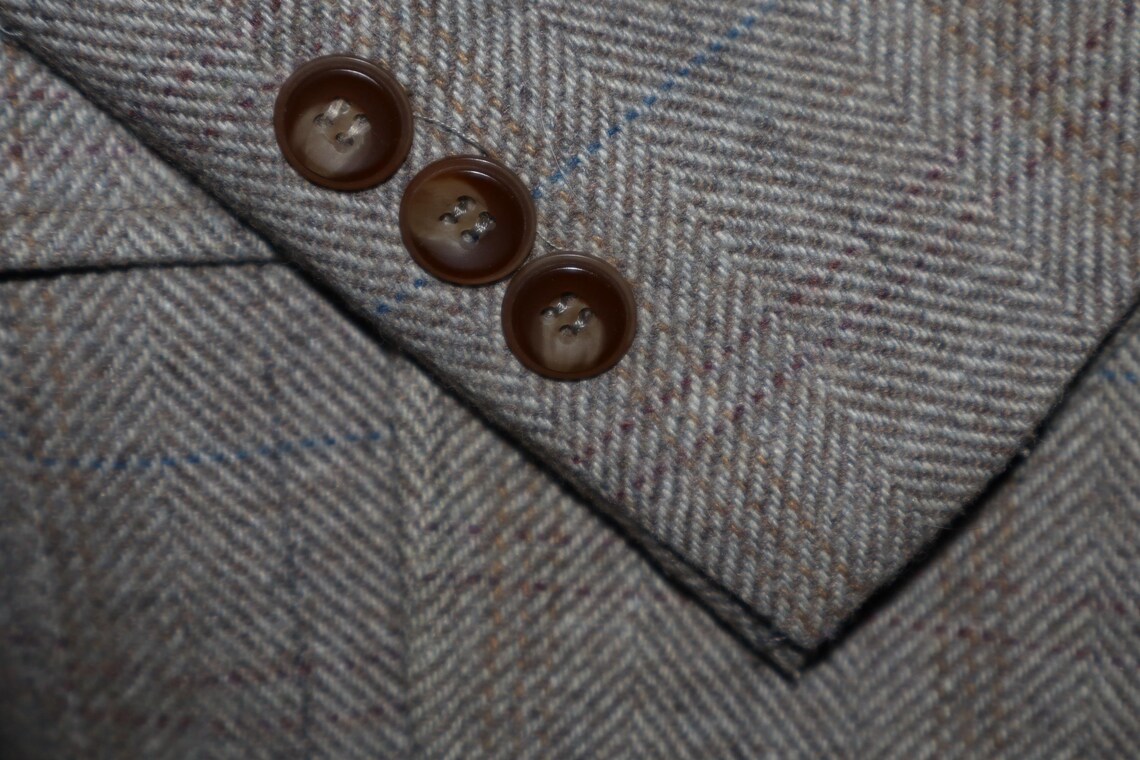 Vintage Austin Manor Wool Blazer 42L, Beige Blue Plaid, MOD Style - Etsy