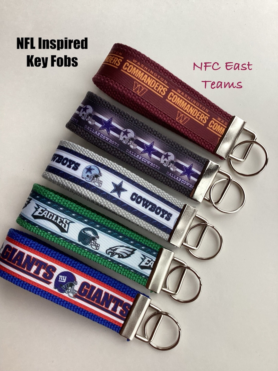 NFL Inspired Key Fobs for NFC East Teams: Commanders, Cowboys, Eagles ...